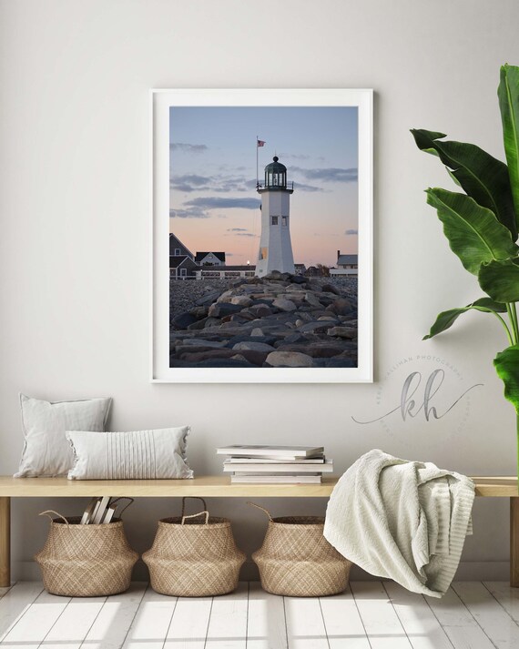 Scituate Lighthouse Print Ocean Sunset New England - Etsy