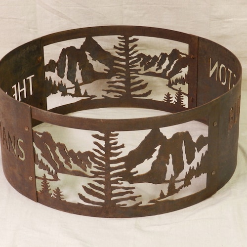 Fire Ring Fire Pit Personalized Portable Mountain Lake - Etsy