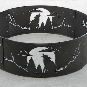 Fire Ring - Fire Pit - Personalized - Portable - Howling Wolf Design - Etsy