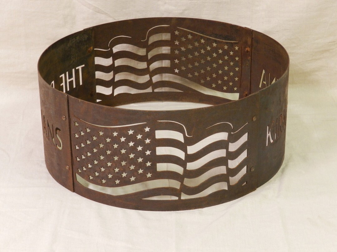 Fire Ring - Fire Pit - Personalized - Portable - American Flag Design ...