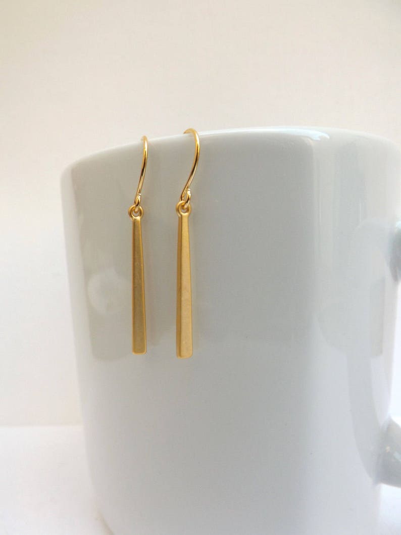Gold Bar Earrings. Simple Gold Bar Earrings. Everyday | Etsy