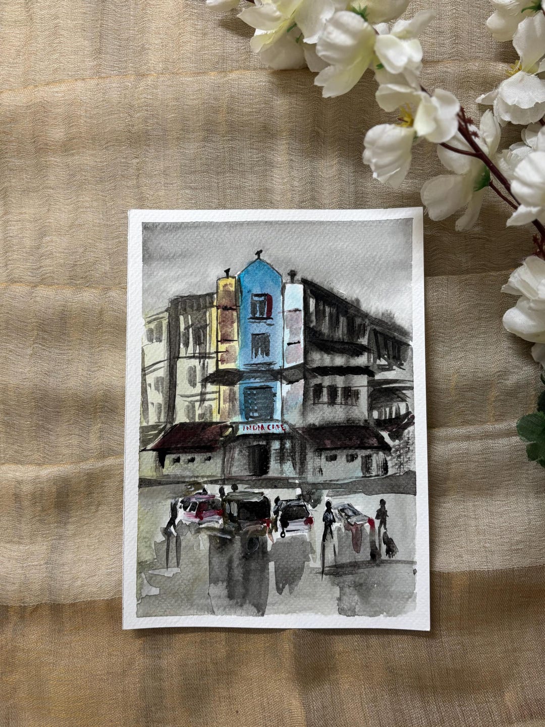 Mumbai Cityscape Watercolor Painting: Indian Heritage Architecture Art ...