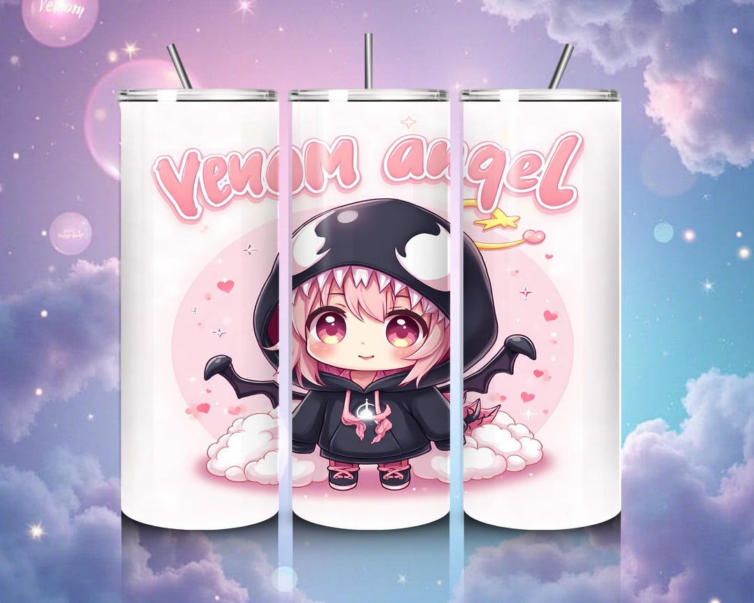 Venom Angel Cute Anime Tumbler Wrap PNG | 20oz Skinny Tumbler ...