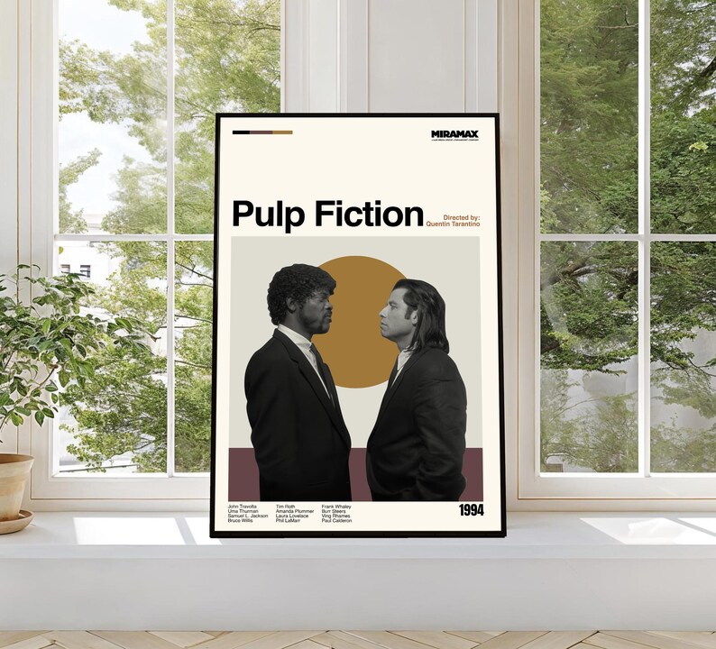 Pulp Fiction Poster - Movie Poster - Midcentury Modern Art - Minimalist ...