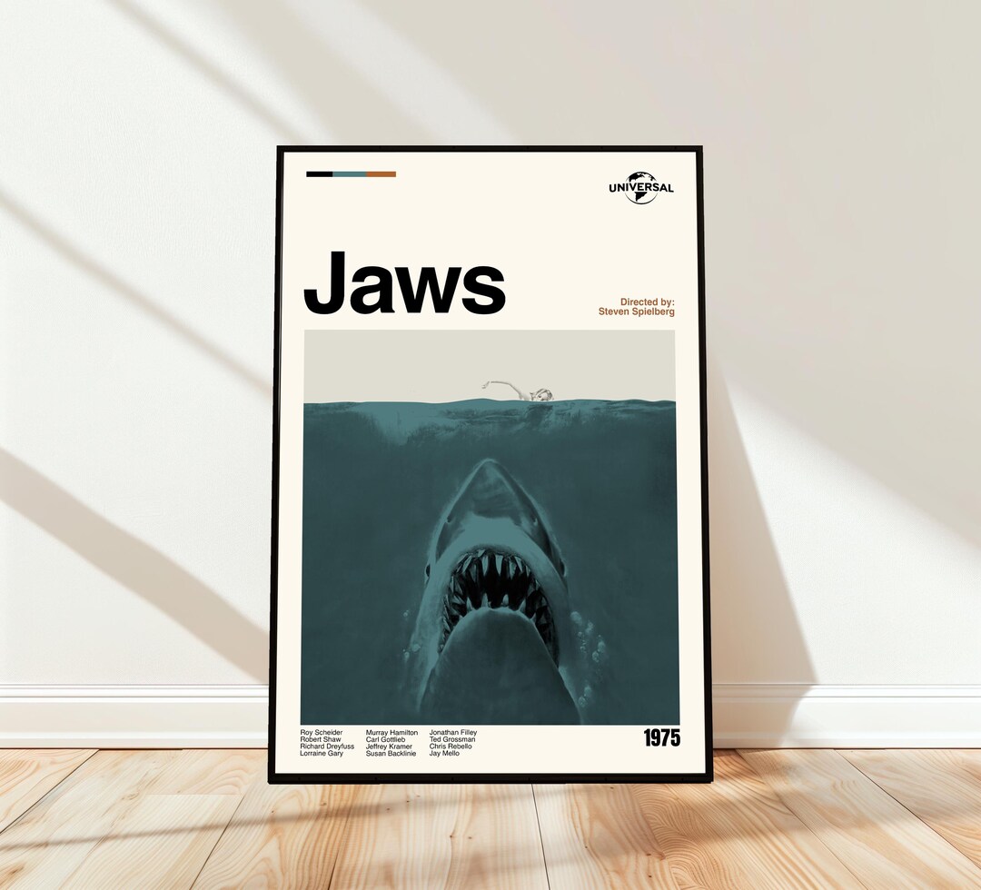 Jaws Poster - Movie Poster - Midcentury Modern Art - Minimalist Art ...