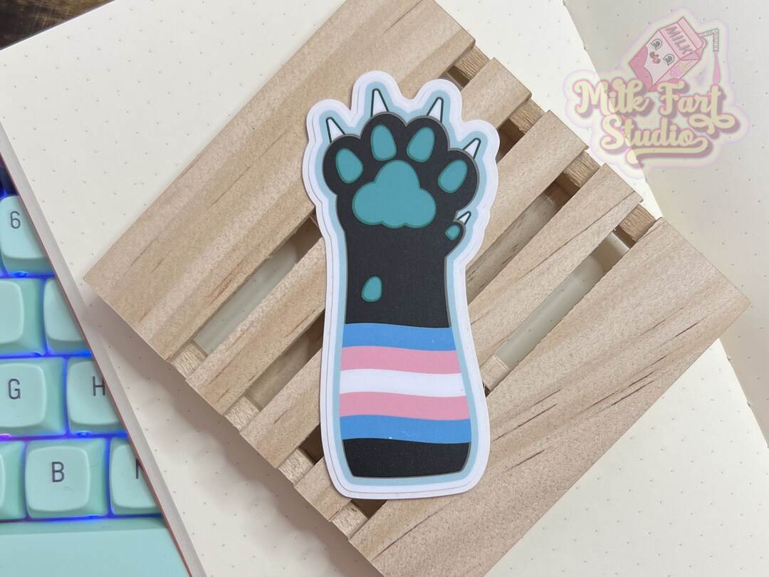 Trans Pride Cat Paw Sticker, Trans Flag, Transgender Sticker, Trans ...