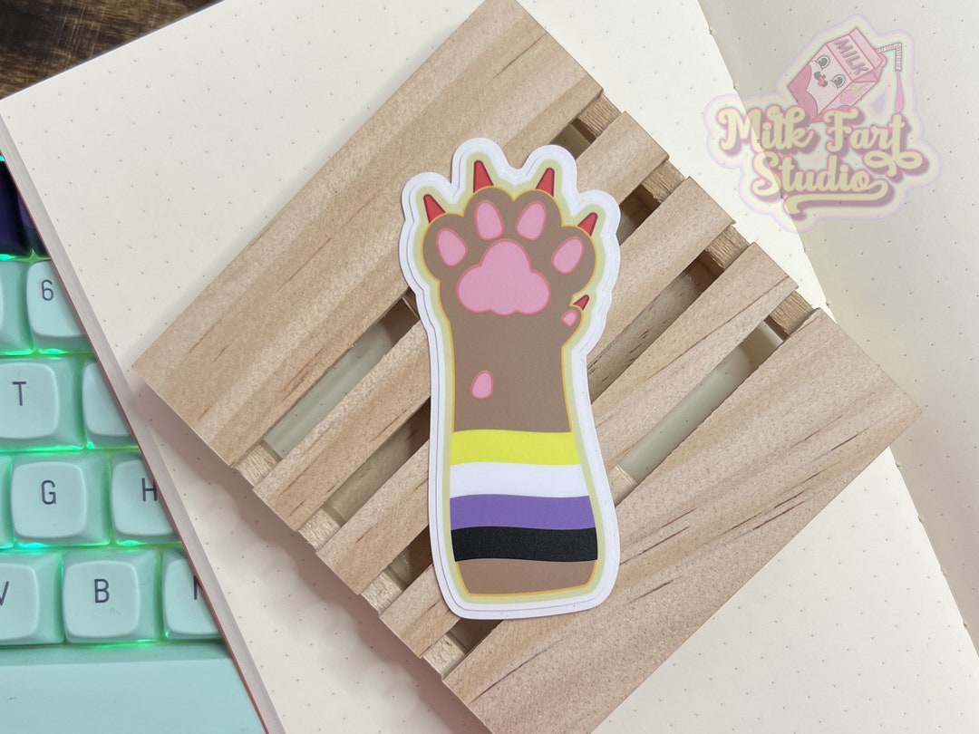 Non-binary Pride Cat Paw Sticker, Non-binary Flag, Nonbinary Sticker ...