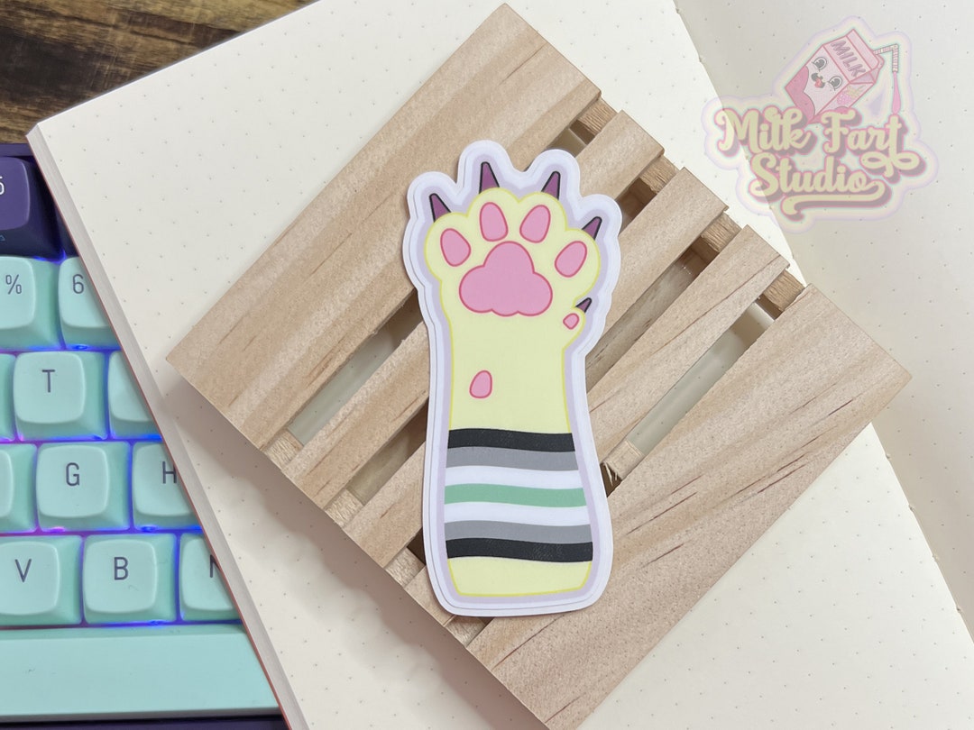 Agender Pride Cat Paw Sticker, Agender Pride, Agender Sticker, LGBTQIA ...