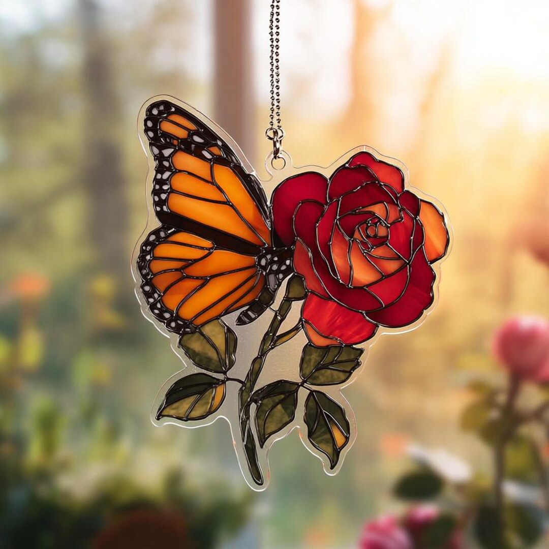 Monarch Butterfly Acrylic Window Hanging: Rose Decoration NOT GLASS - Etsy