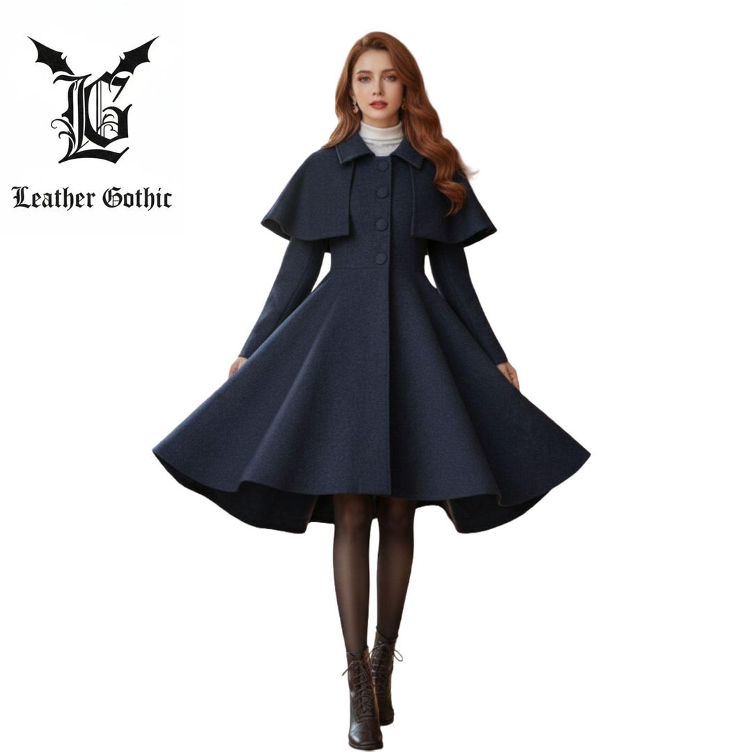 Princess Asymmetrical Wool Coat, Fit and Flare Coat, Victorian Wool ...
