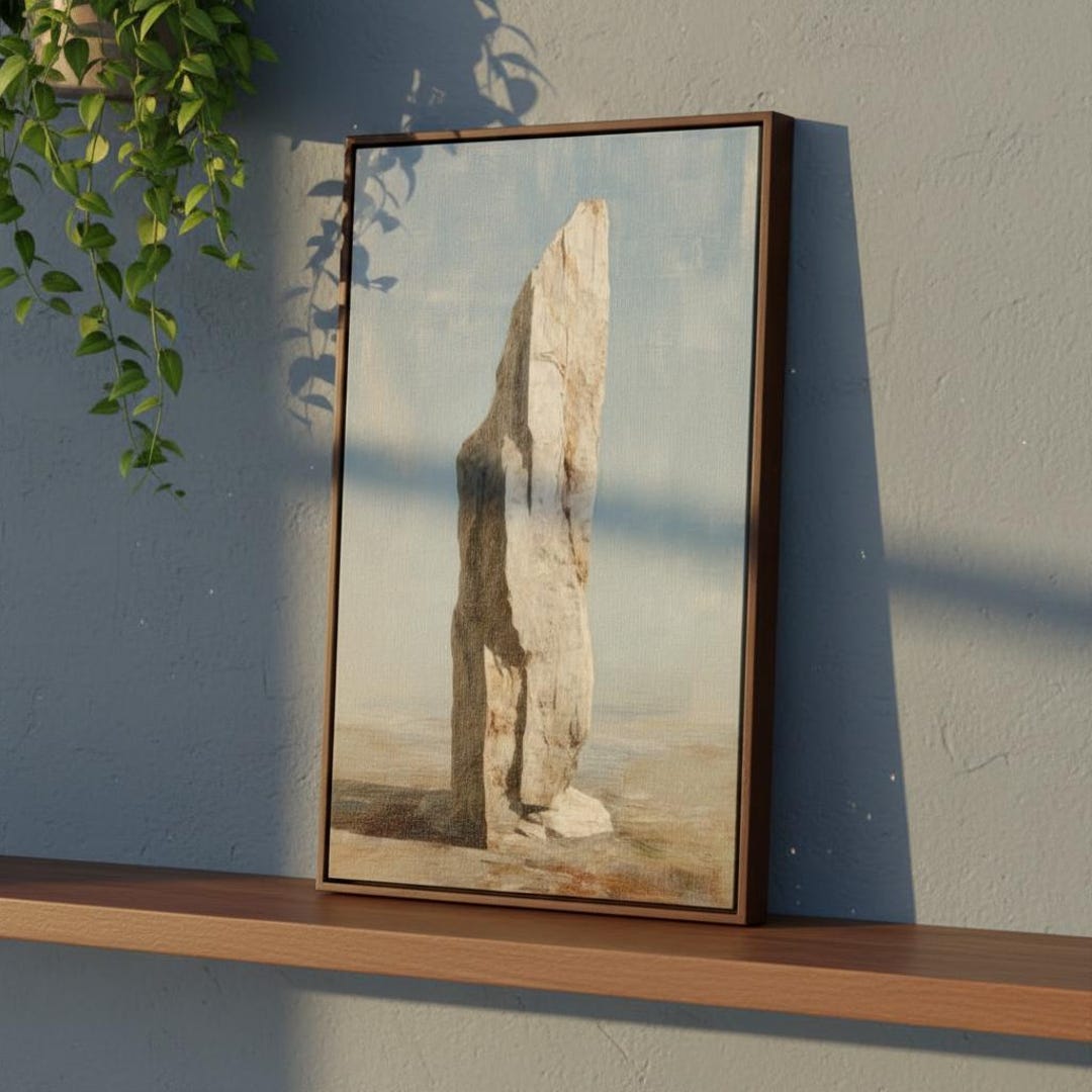Solitary Spire | Large Floating Frame Canvas Art | Neutral Minimalist ...