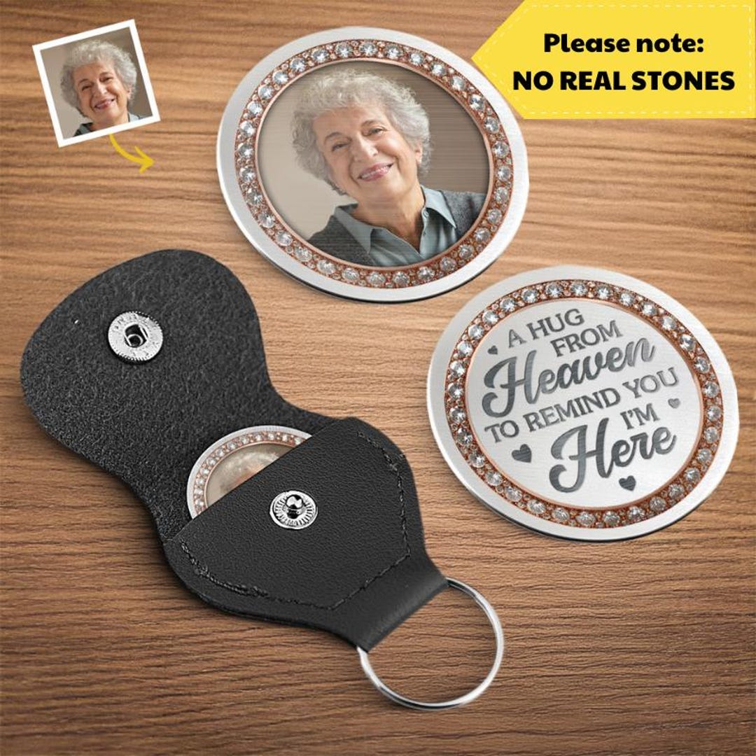 Custom Leather Keychain Mother, Father, Pocket Hug Token, in Loving ...
