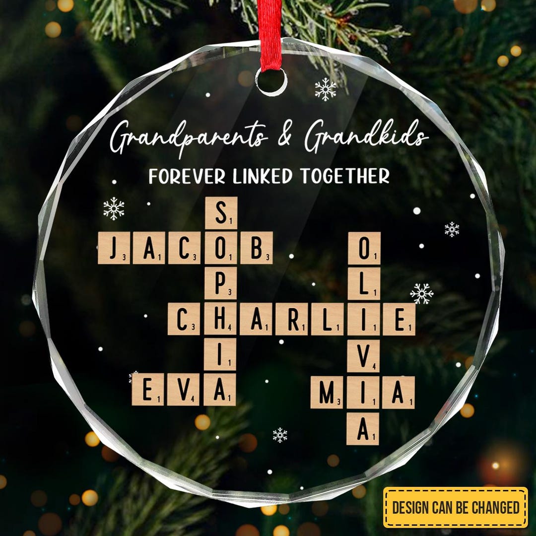 Custom Scrabble Circle Glass Ornament - Personalized Christmas Birthday ...