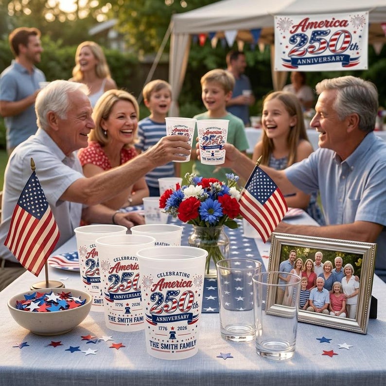 Personalized America 250th Anniversary Plastic Cups – Custom Family ...