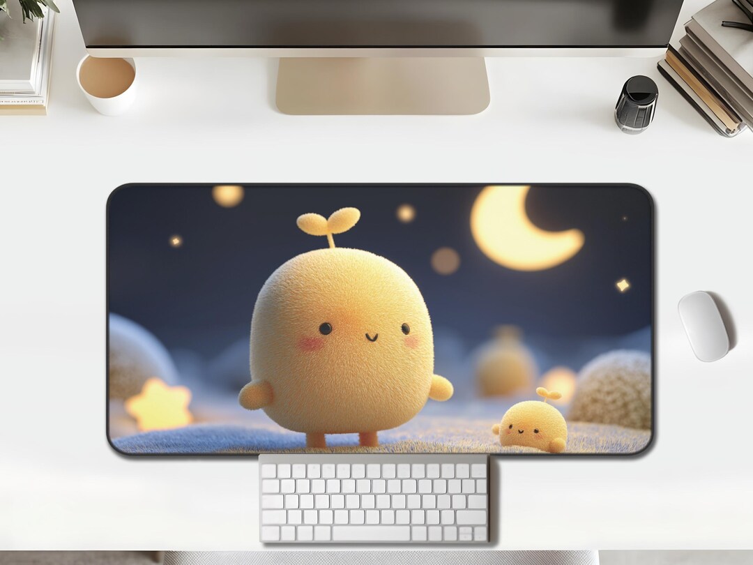 Moon Sprout Nursery Print — Kawaii Night Scene in Navy & Gold ...