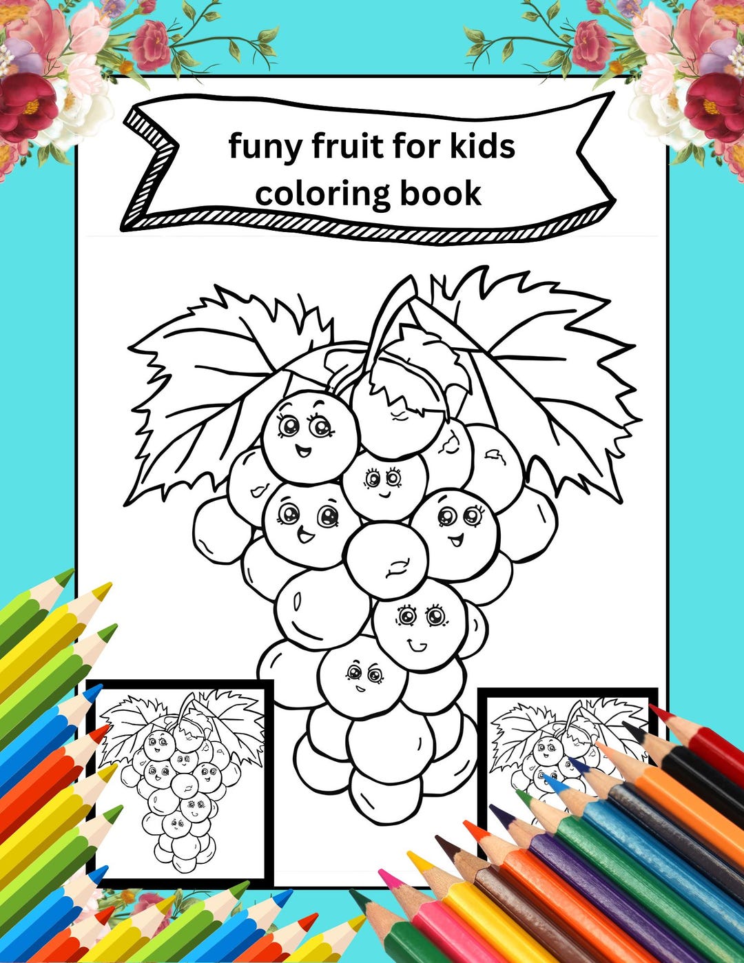Funny Fruit Coloring Book, Smily Designs (PDF Printable) - Etsy