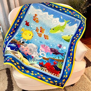 Fish Baby Quilt, Octopus Baby Quilt, Under the Sea Baby Quilt, Ocean ...