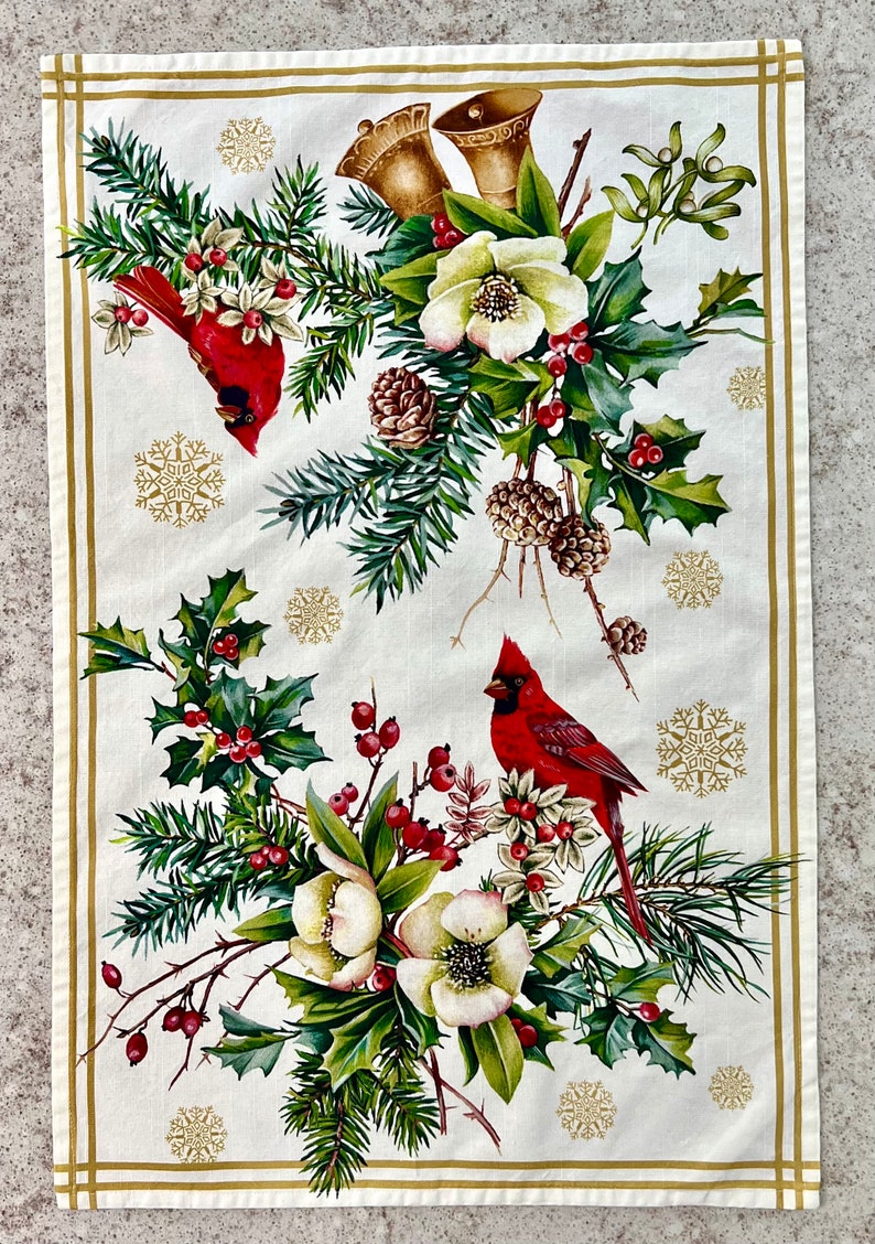 Cardinal Kitchen Towel, Cardinal Tea Towel, Christmas Tea Towel ...