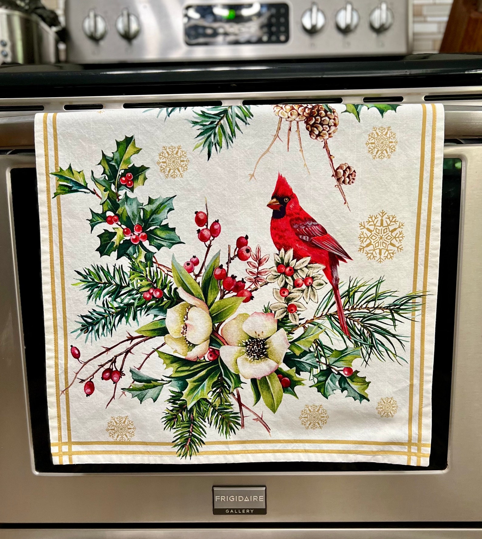 Cardinal Kitchen Towel, Cardinal Tea Towel, Christmas Tea Towel ...