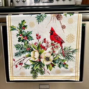 Cardinal Kitchen Towel, Cardinal Tea Towel, Christmas Tea Towel ...