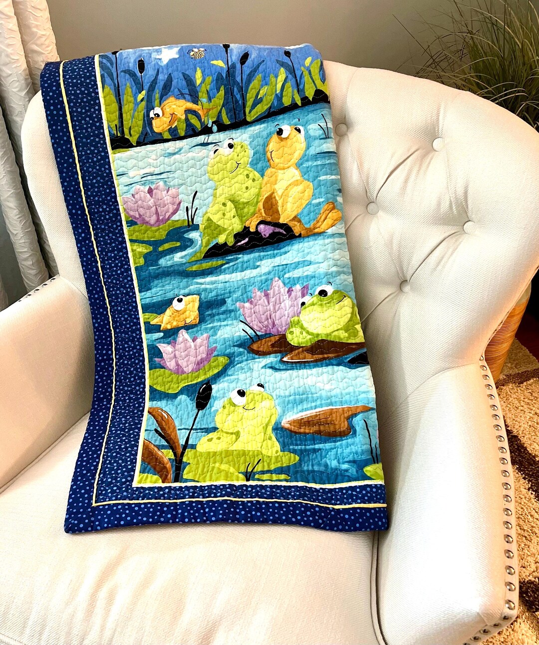 Frog Baby Quilt, Baby Frog Nursery Quilt, - Etsy