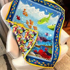 Fish Baby Quilt, Octopus Baby Quilt, Under the Sea Baby Quilt, Ocean ...