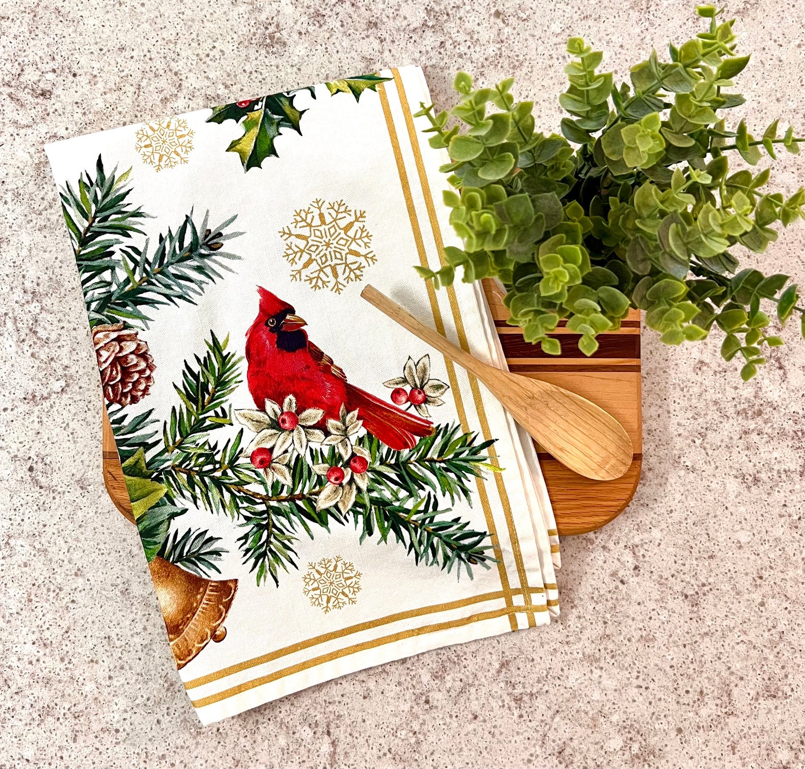 Cardinal Kitchen Towel, Cardinal Tea Towel, Christmas Tea Towel ...