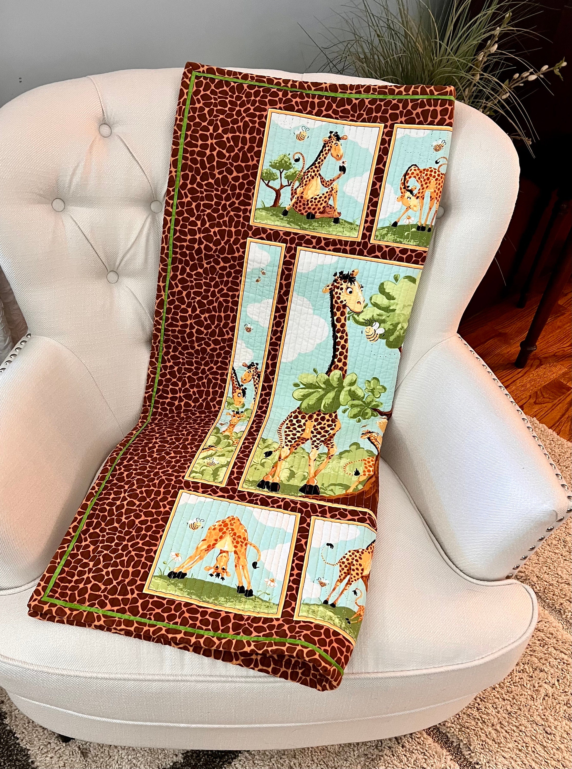 Giraffe Baby Quilt, Jungle Baby Quilt, Giraffe Tummy Time Mat, Giraffe ...
