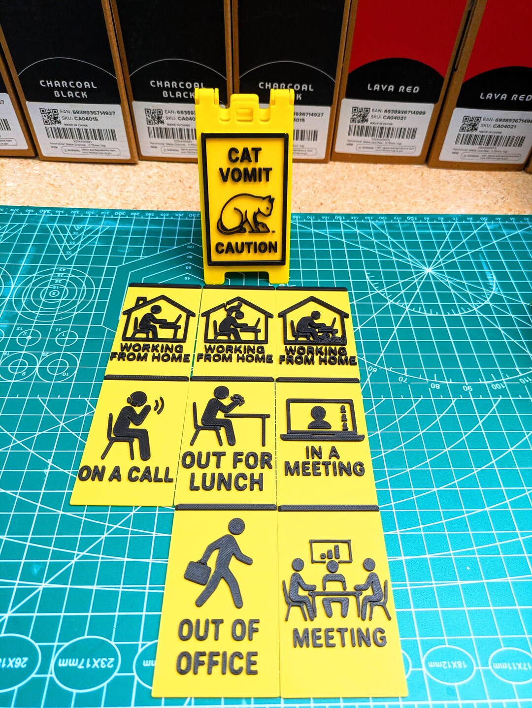 Customizable 3D Printed Office Sign | Interchangeable Status Plates ...