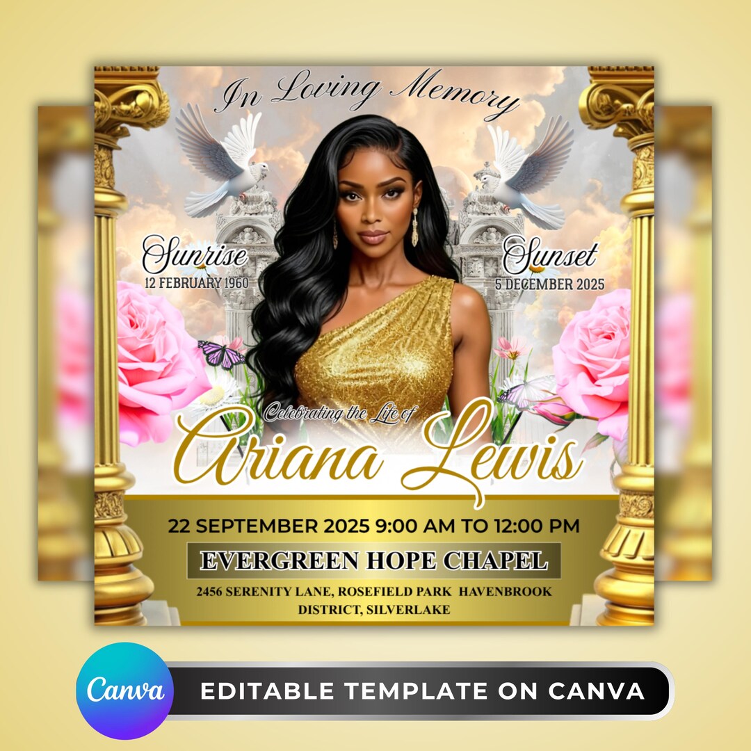 Memorial Flyer: Celebration of Life Funeral Invitation, Rest in Peace ...