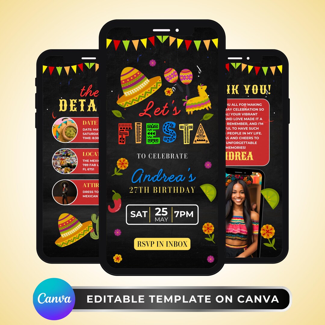 Fiesta Birthday Video Invitation: Let’s Fiesta Animated Party Evite ...