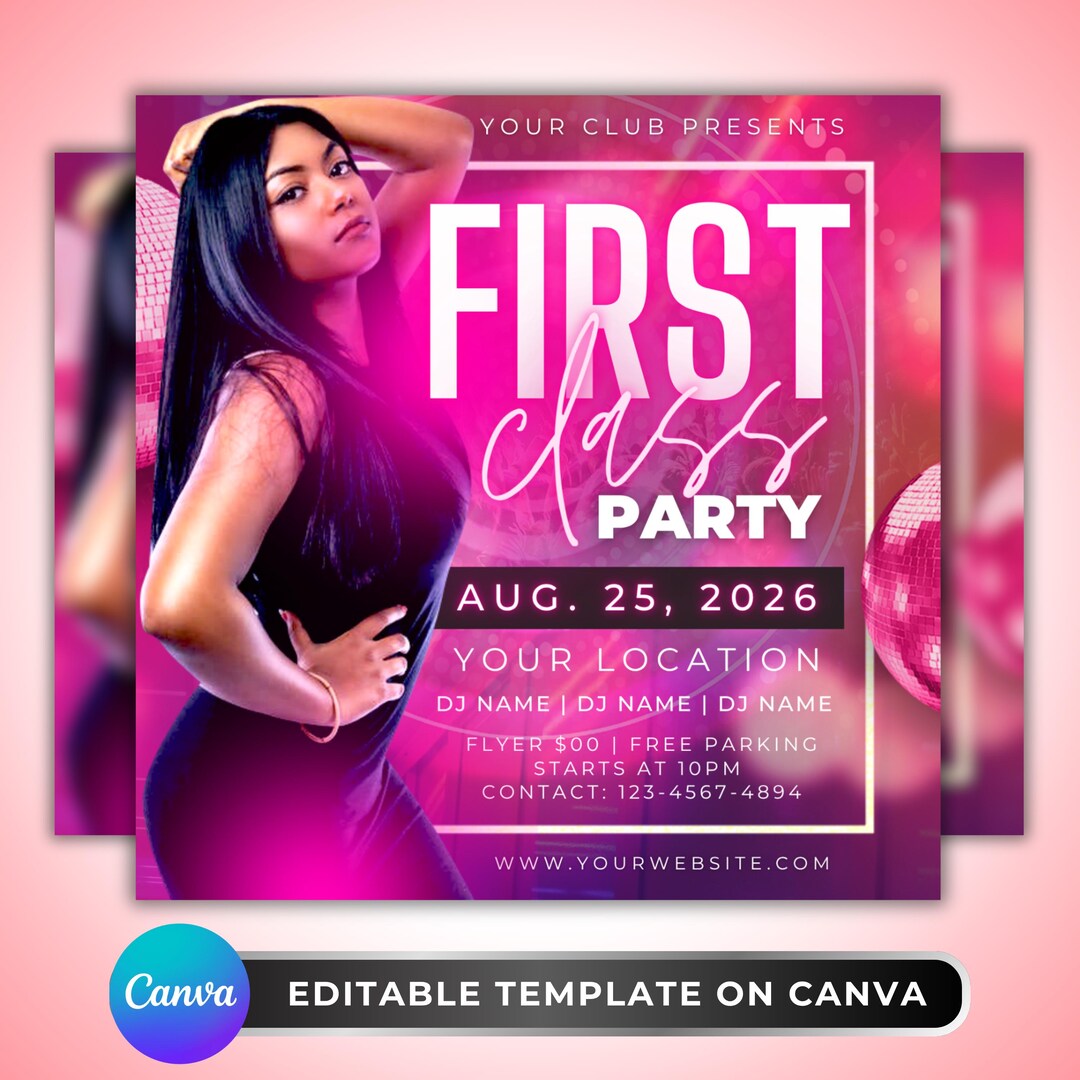 First Class Party Flyer: Club Promotion, Adult DJ Night Luxury Design ...