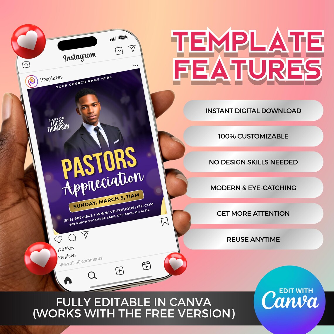 Pastor Appreciation Flyer: Pastoral Anniversary Church Celebration ...