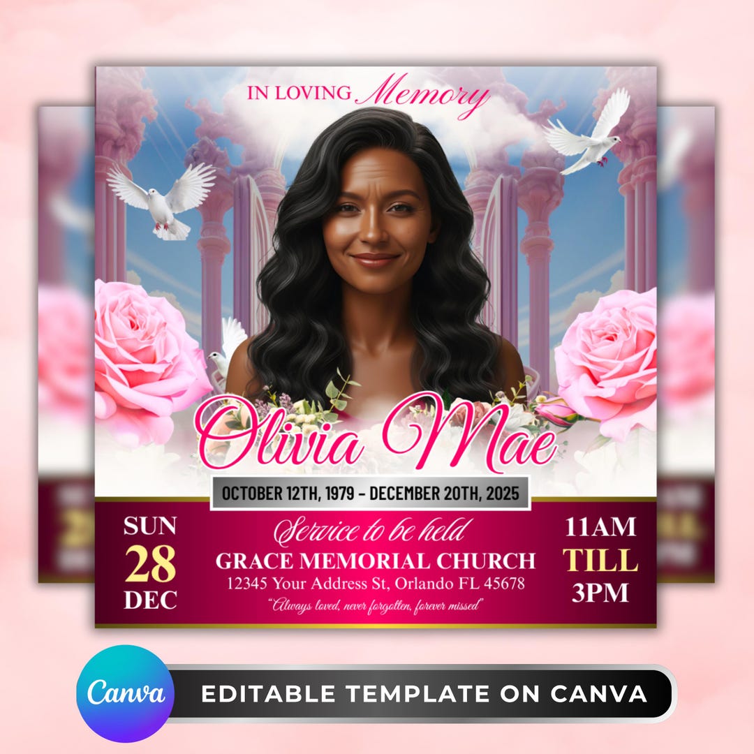 Memorial Funeral Flyer: Celebration of Life Program, Obituary ...