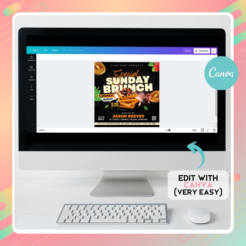 Sunday Brunch Flyer, Brunch Party Invitation, Restaurant Event Poster ...