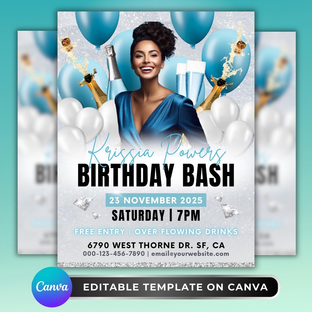 Birthday Bash Flyer: Club Party Invitation, Nightlife Celebration Event ...