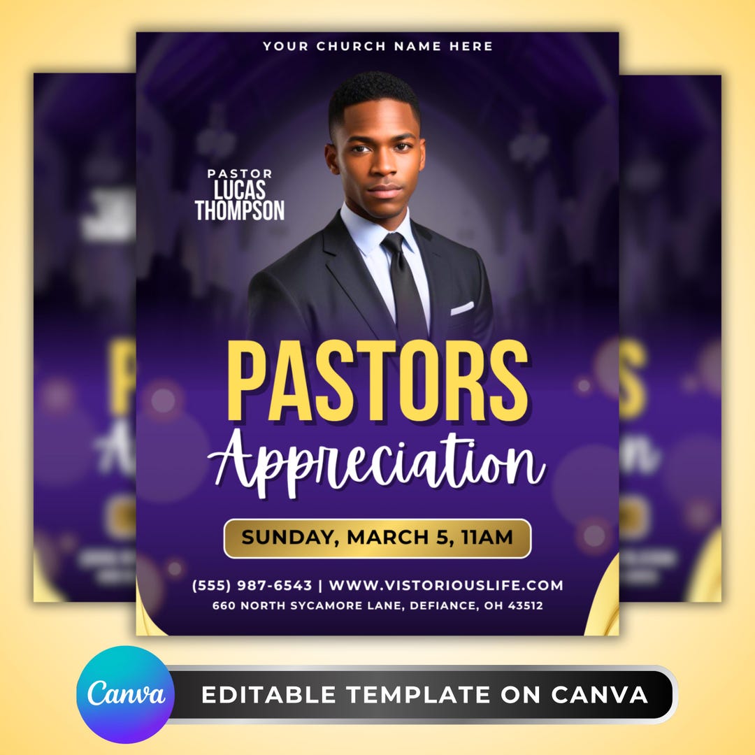 Pastor Appreciation Flyer: Pastoral Anniversary Church Celebration ...
