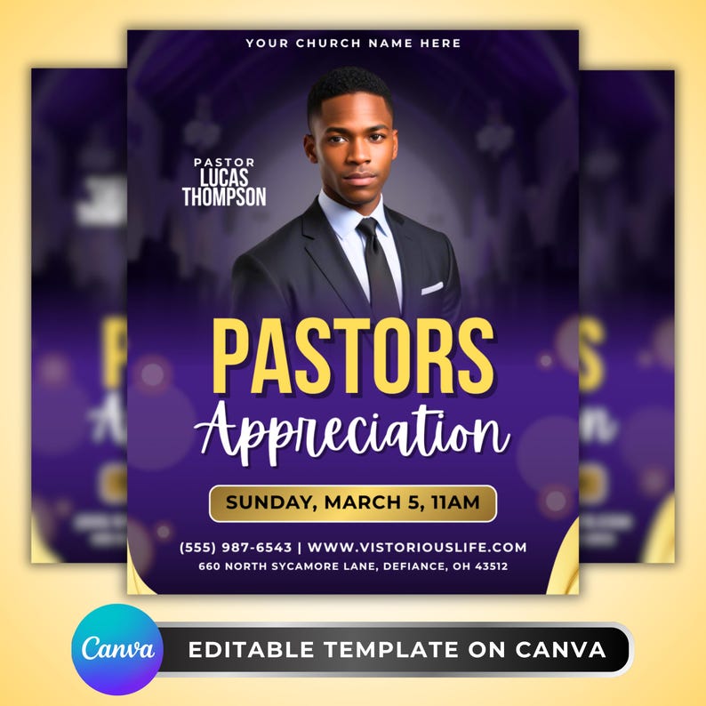 Pastor Appreciation Flyer: Pastoral Anniversary Church Celebration ...