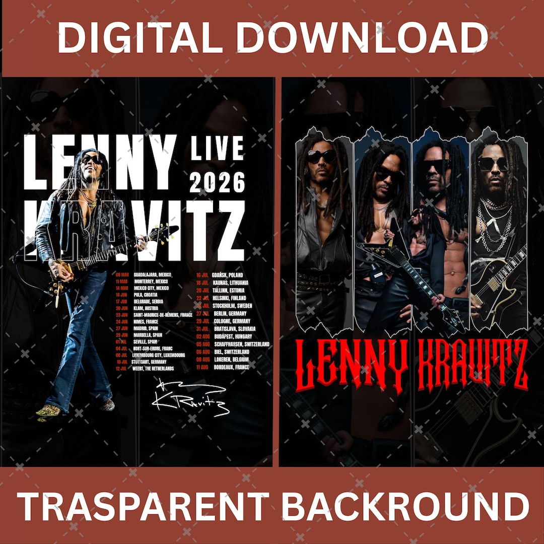 Lenny Kravitz Tour 2026 PNG, Vintage Rock Band Tee (digital Download ...