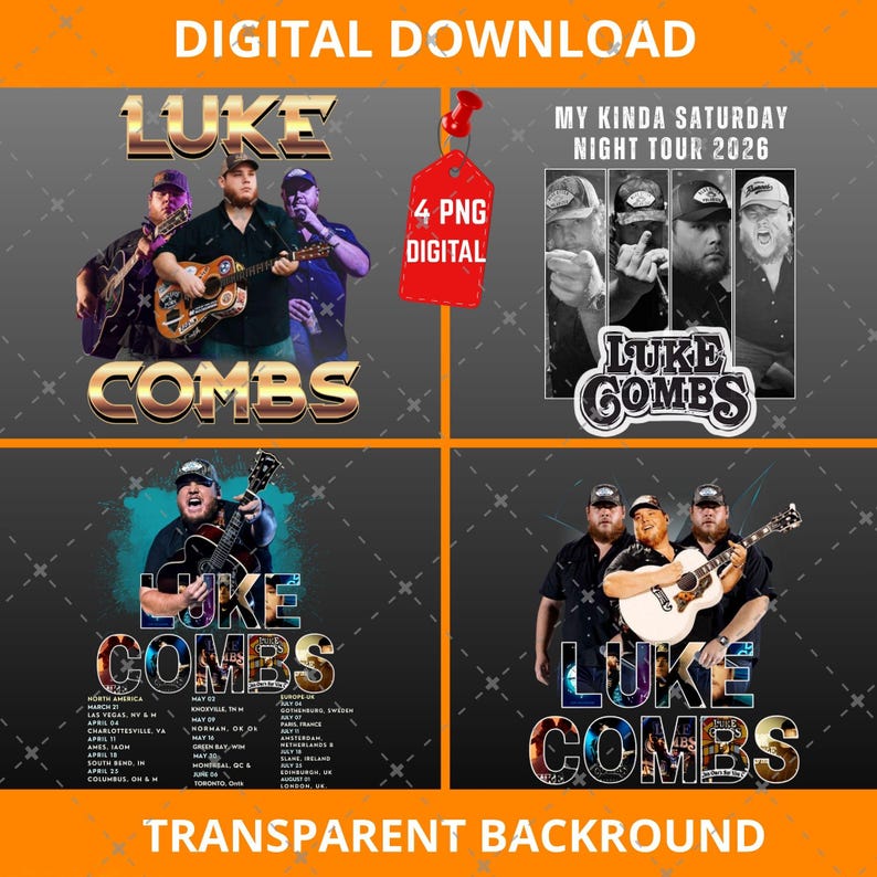 Luke Combs 2026 Tour PNG: Concert Tee PNG, Country Music Design ...