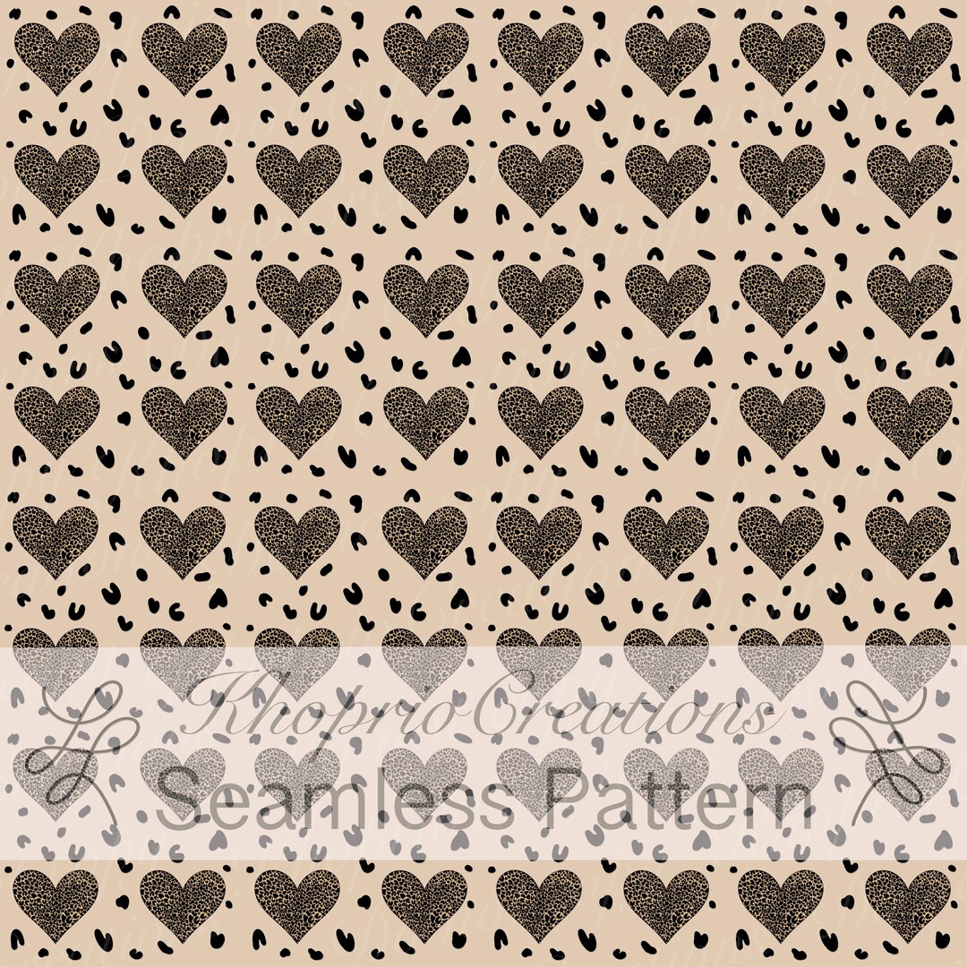 Sweet Cheetah Heart Print - Seamless Pattern - Etsy