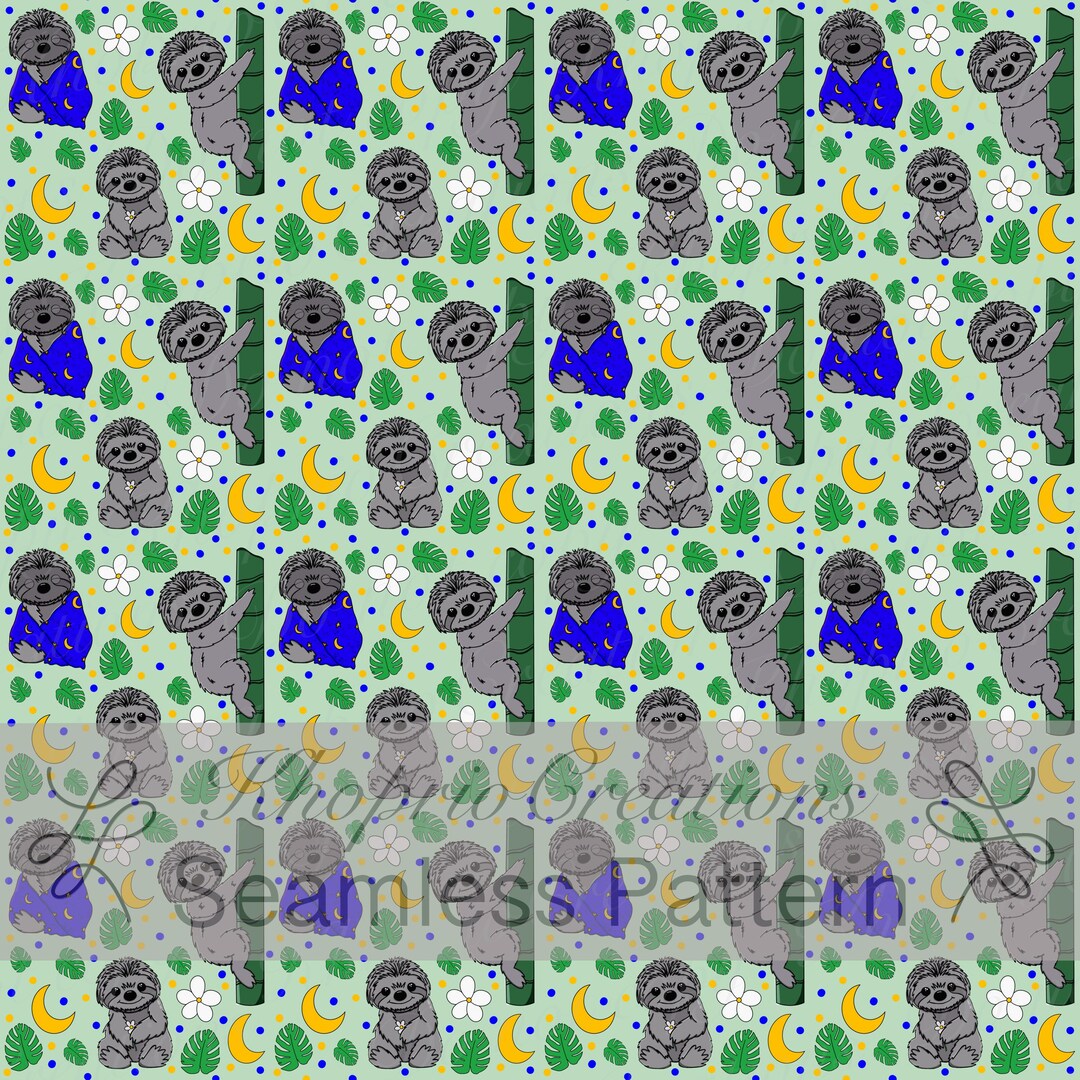 Sweet Sloths Buddies Collection - Seamless Pattern - Etsy