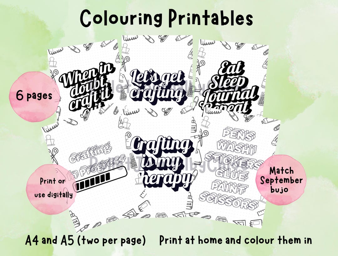 Colouring in PRINTABLE Sheets, Match September Bullet Journal, for Your ...