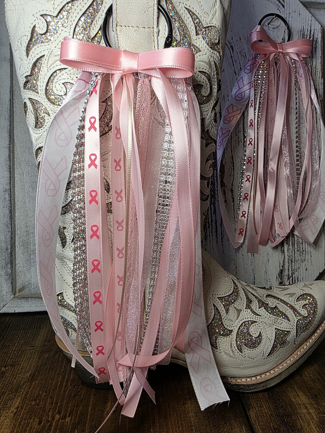 Pink Cowgirl Boot Bows: Cowboy Boot Accessory Ribbons, Breast Cancer ...