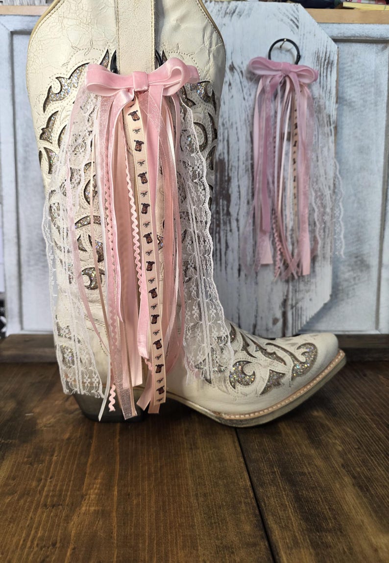 Pink Cowgirl Boot Bows: Country Concert Cowboy Boot Accessory Ribbons ...