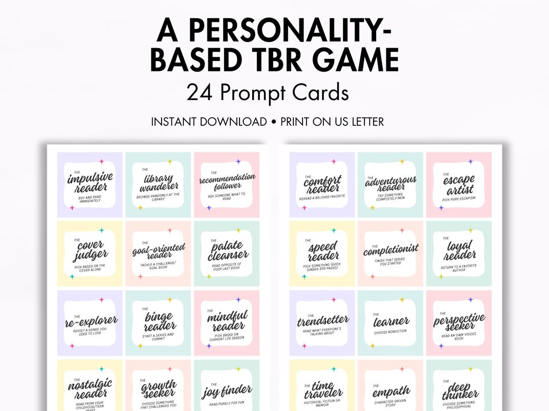 Reading Challenge Printable | Reader Identity Cards | TBR Game Prompts ...