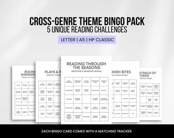 Reading Bingo | Cross Genre Challenge Cards | Book Lover Game PDF - Etsy