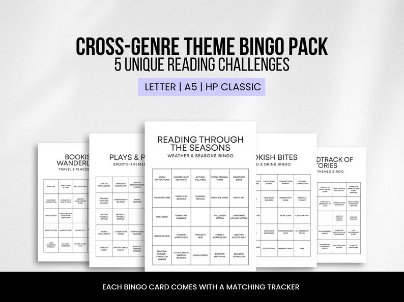 Reading Bingo | Cross Genre Challenge Cards | Book Lover Game PDF - Etsy