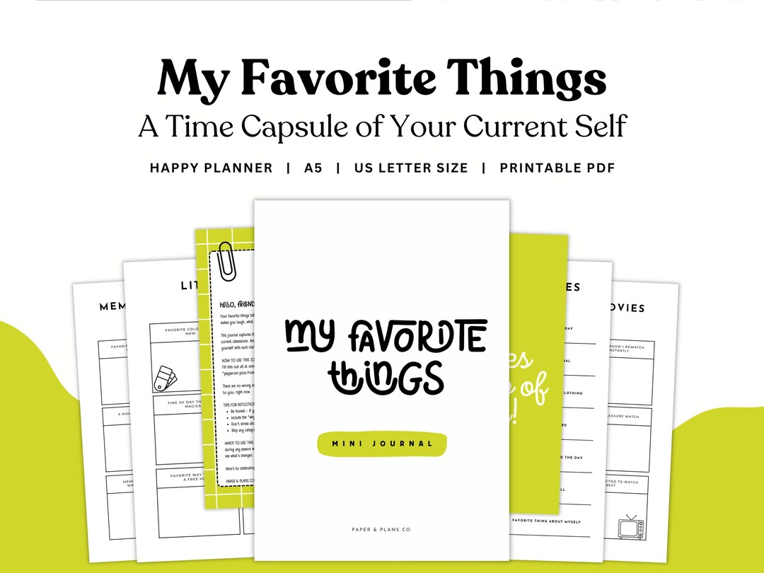 Favorites Journal Printable | Personal Snapshot - Etsy
