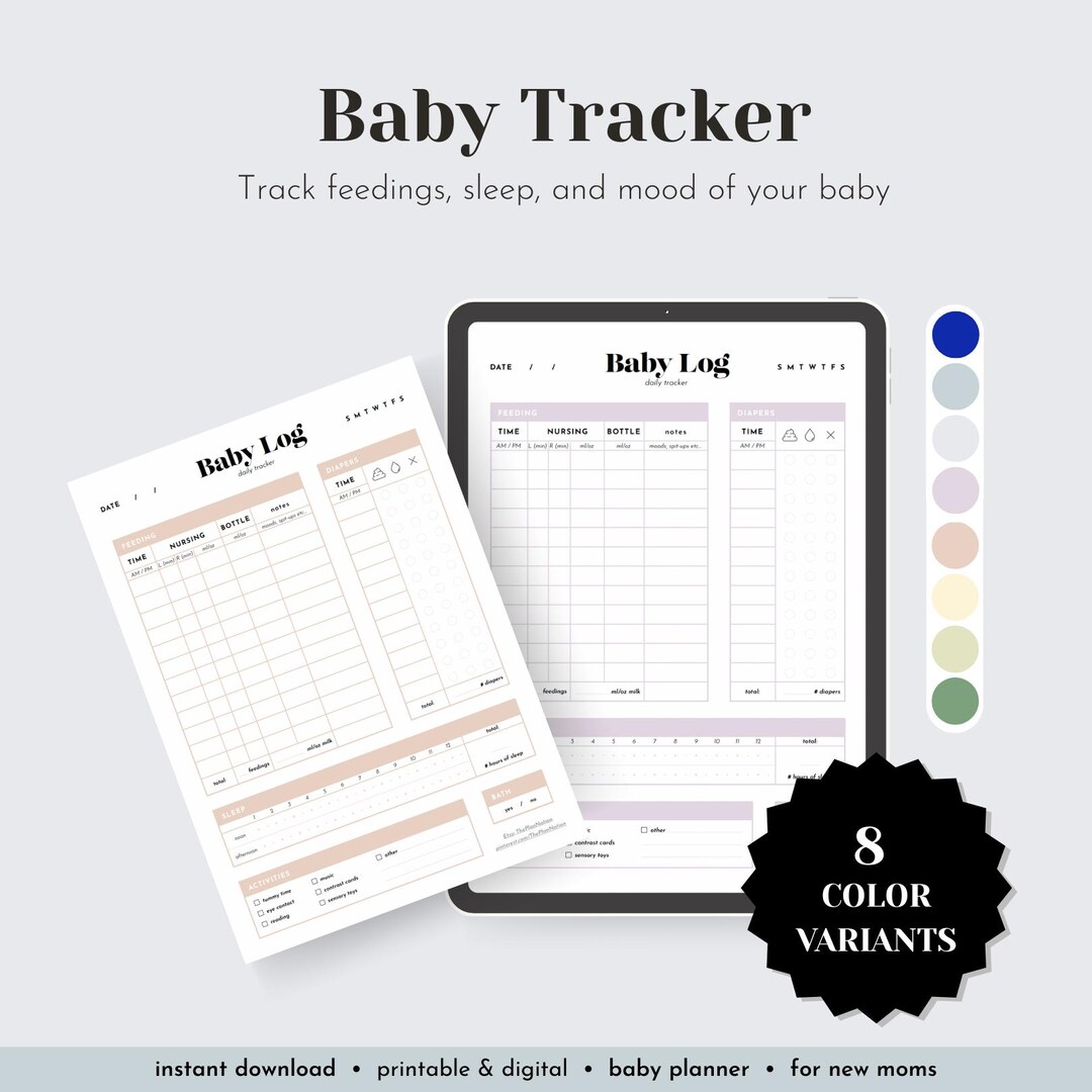 Baby Tracker (ENG) | Daily Log Printable (PDF, A4) | Feeding, Sleep ...